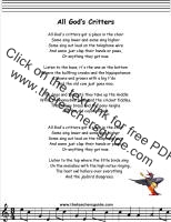 All God's Critters Lyrics, Printout, MIDI, and Video